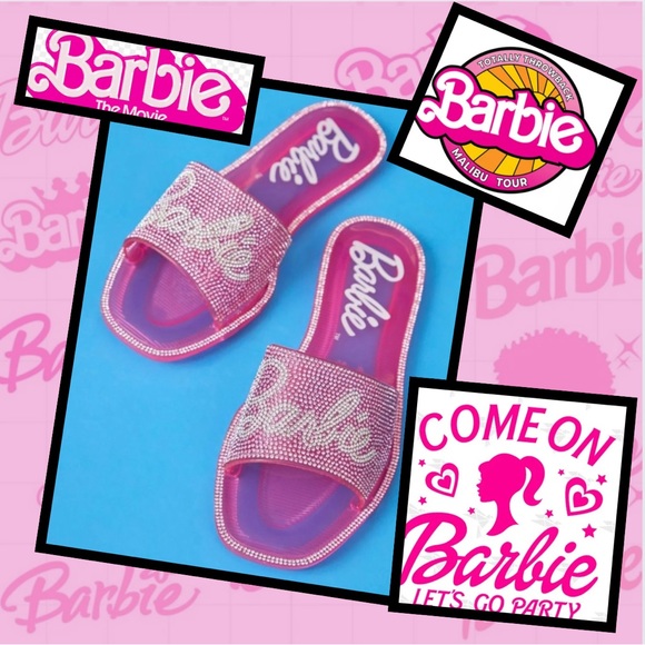 Barbie | Shoes | New Barbie X Forever 2 Barbie Rhinestone Jelly Slides ...